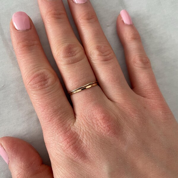 Thin Round Gold Stackable Ring, 14k Gold Filled Ring, Stacking Rings ...