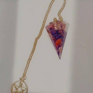 Flower Pendulum Gold Pentagram - Etsy