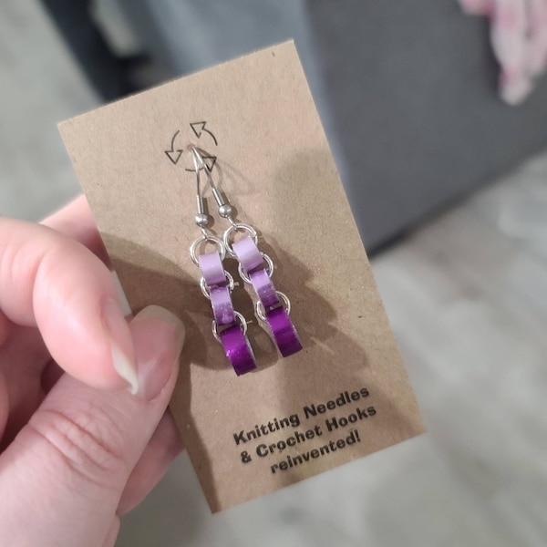 Earrings, Recycled Knitting Needles, Hand Made, "3-loop" - Etsy