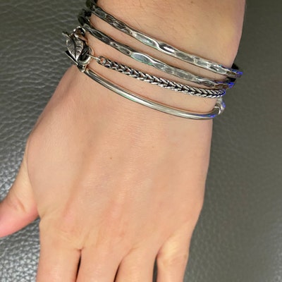 Solid Sterling Silver Bracelet Thick Chain Bracelet Modern Silver ...
