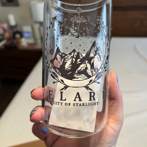 ACOTAR 40 Oz Glass Cup With Lid and Straw, Velaris City of Starlight ...