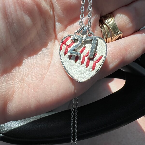 Authentic Baseball Necklace W/ Seams Real Baseball Jewelry Silver ...