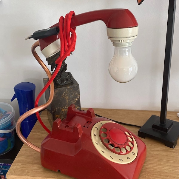 Telephone Retro Lamp, Pink, Vintage Lighting, Retro Decorations, Gift ...