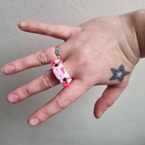 Handmade Polymer Clay Axolotl Ring Chunky Pink Purple or - Etsy