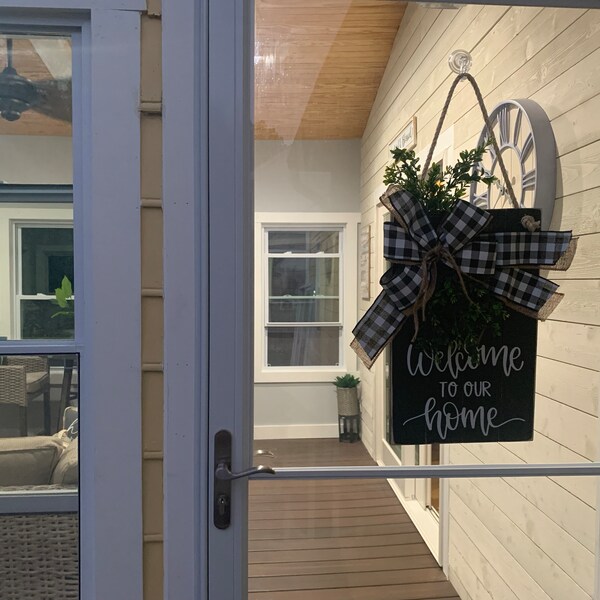Welcome, Large Wooden Door Sign, Door Hanger, Farmhouse, Door Decor ...