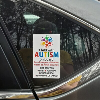 Child With Autism on Board Sticker Car Truck Window Vehicle Emergency ...
