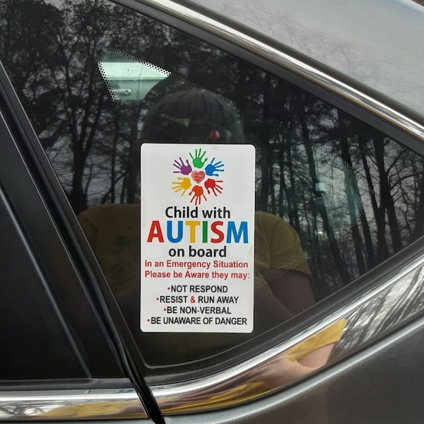 Child With Autism on Board Sticker Car Truck Window Vehicle Emergency ...