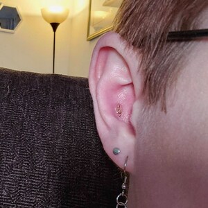 14K Solid Gold Threadless Dangle Hidden Helix Earrings/cartilage ...