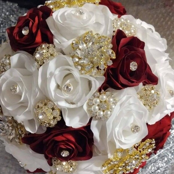 Burgundy Gold Bouquet Burgundy and Cream Bridal Bouquet Burgundy ...