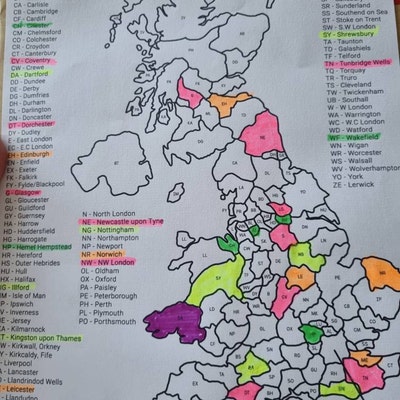 2 X A4 UK Postcode Map, Customised Title, Sales Map, Orders Map - Etsy UK