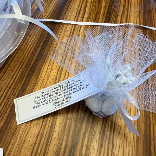Italian Wedding Tradition Personalized Jordan Almonds Poem Thank You ...