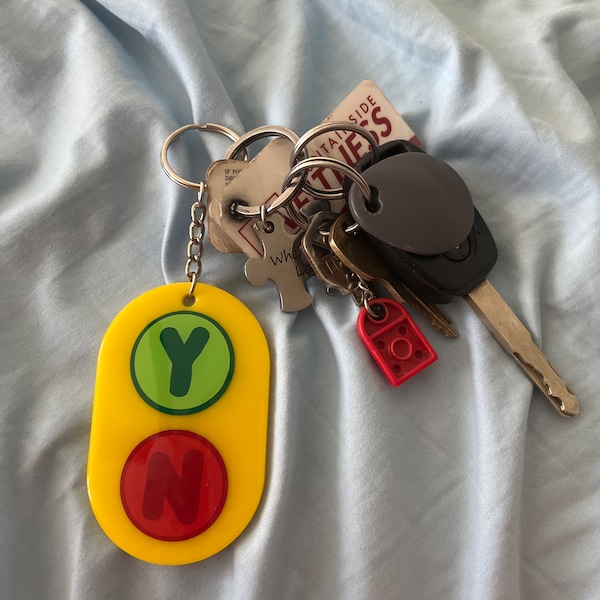 Bluey Inspired Yes/no Button Acrylic Keychain - Etsy