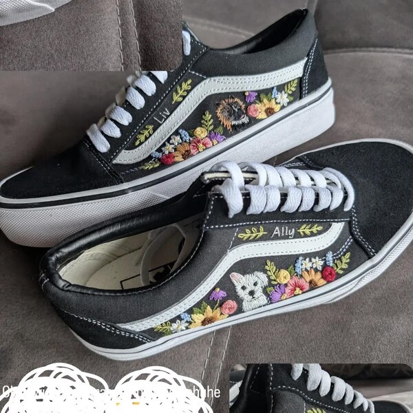Embroidered Vans Slip On, Custom Vans Embroidery Mushrooms, Ghost ...