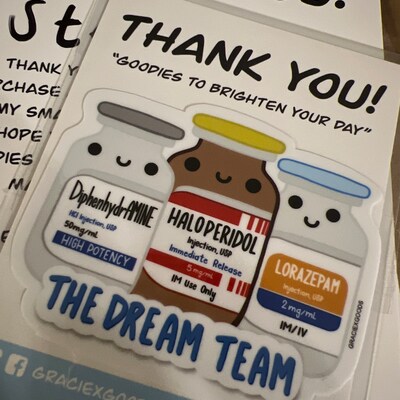 Emergency Nurse Sticker Pack Dream Team Ativan Haldol - Etsy