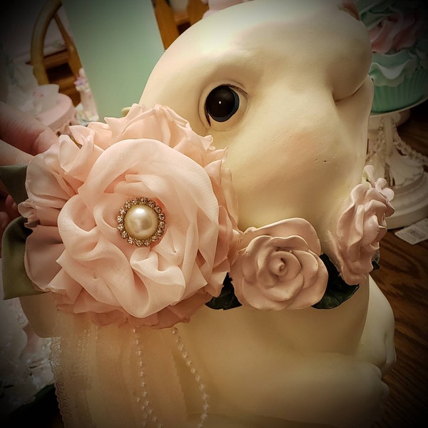 Chiffon Rose Pin, Abby Style, Small Ribbon Rose Brooch, Victorian ...