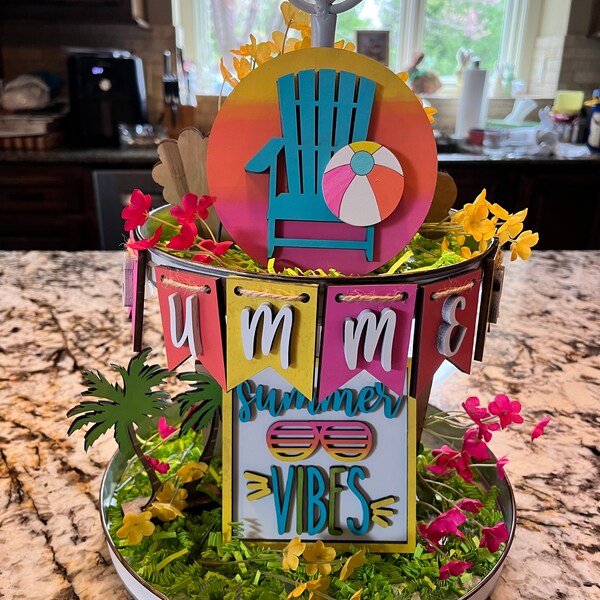 Summer Tiered Tray Set | Summer Vibes Tray Decor | Set of 6 | DIY ...