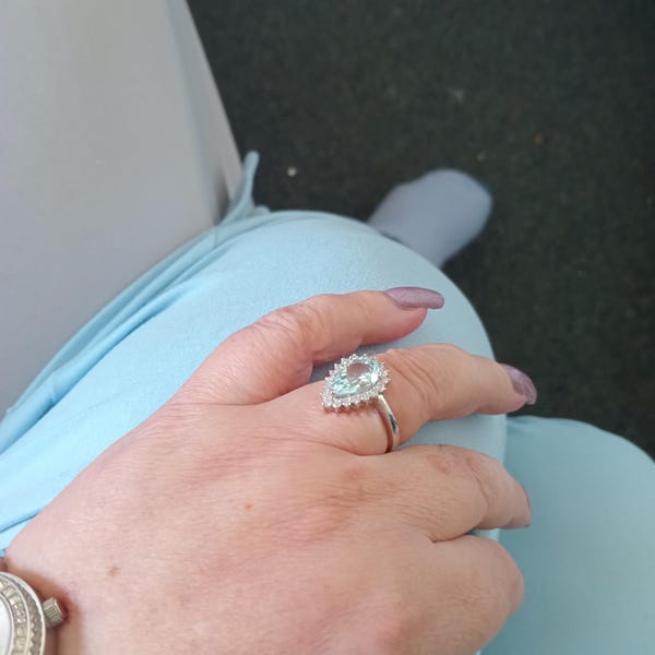 White Star Sapphire Ring, Engagement Ring, 14K White Gold Ring, Natural ...