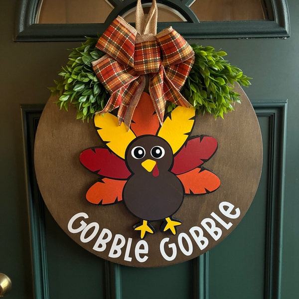 Thanksgiving Front Door Decor | Gobble | Turkey Front Door Wreath ...