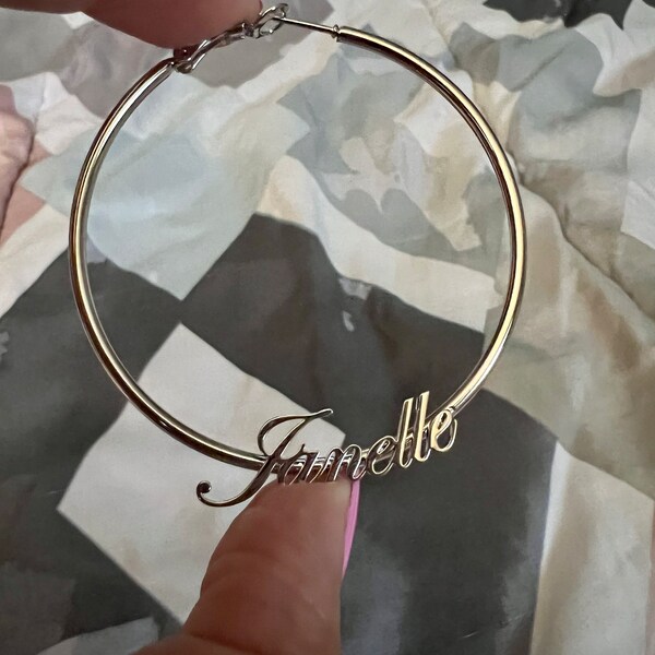 Big Hoop Cursive Earrings by Beceff® • Decent Looking Bespoke Stylish ...