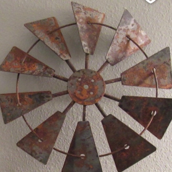12" Rustic Windmill Wall Decor-rustic Farmhouse Windmill-solid Steel ...