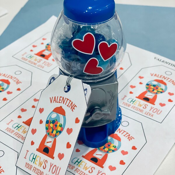 Gumball Valentine's Day Tag, Candy Valentine's Tag, Gumball Tags, I ...