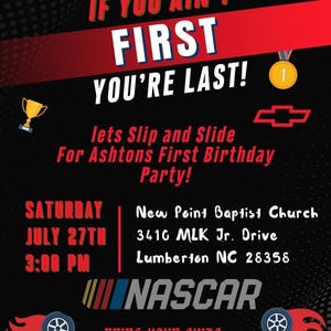 Nascar Ticket Party Invitation Ticket Style Pit Pass Printable and ...
