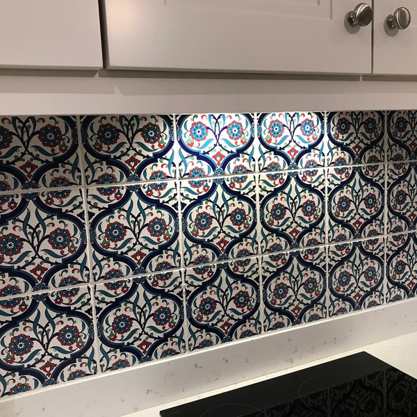 Turkish Tiles, Iznik Tiles Oriental Patterned Tiles, 12 Patterned Tiles ...