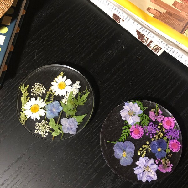 Natural Flowers Coasters,colorful Pressed Real Flowers Outdoor Coasters ...
