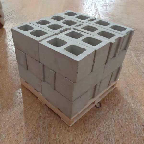 Mini Cinder Blocks Made of Cement With Pallet - Premium Quality - 1/12 ...