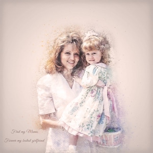 Custom Mom Portrait Mothers Day Portrait Mamma Chalk Sketch | Etsy