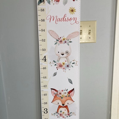 Woodland Growth Chart, Canvas Growth Chart, Floral Growth Chart ...