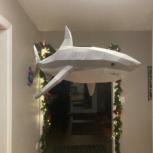 Shark Paper Sculpture, 3D Low Poly Wall Decor (printable PDF &SVG) - Etsy