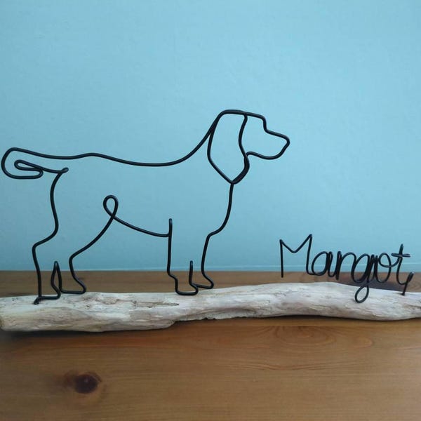 Handmade Wire Beagle on Driftwood, Home Decor, Dog Gifts, Wire Art ...
