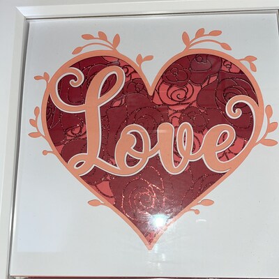 3D Love Roses Shadow Box, Valentines Day Shadow Box, Layered Paper Art ...