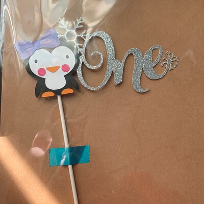 Penguin Cake Topper Penguin Girl Topper, Penguin Winter Onederland ...