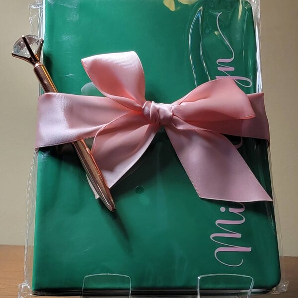 Elegant Personalized Journal, Pink and Green, Notebook, Custom Journal ...