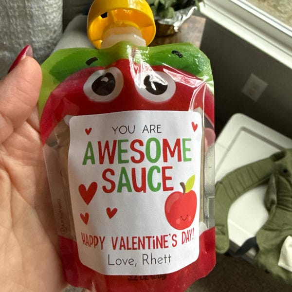 Classroom Valentine Sticker - Awesome Sauce Valentine Sticker ...
