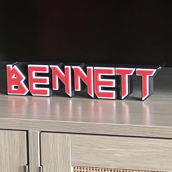 3d Printed Personalized Metal Rock Name Plate I 70s 80s I Desk Sign I ...