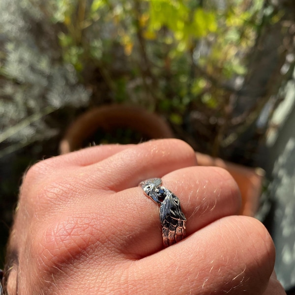 Raven Silver Ring Hugin and Munin, Norse Raven Jewelry, Chunky Silver ...