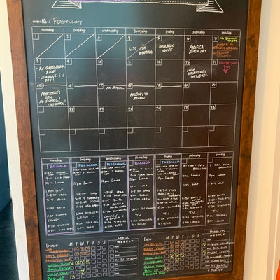 Command Center 1 Week and 1 Month LARGE Chalkboard Calendar Dry Erase ...