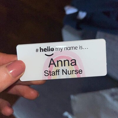 Resin Finish Hello My Name is Rainbow Name Badge Reel Student Nurse ...