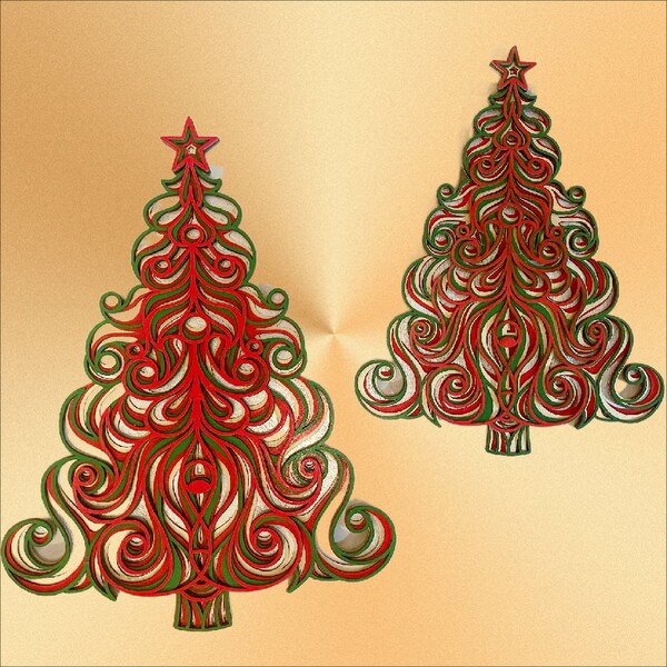 Christmas Tree 3D Zentangle Svg Files, Multilayer Panel for Laser ...