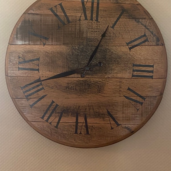 Bourbon Barrel Head Wall Clock / Hanging Clock / Rustic Round Clock ...