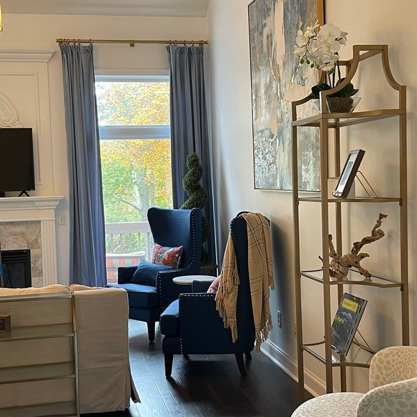 Pair of Baby Blue Velvet Curtains, Bedroom Velvet Curtains, Living Room ...