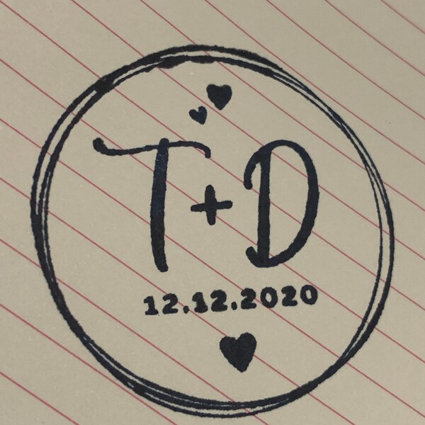 Personalized Initials Stamp, Wedding Stamp, Self Inking, Wood Rubber ...