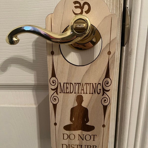 Do Not Disturb Meditating Engraved Door Hanger Sign - Etsy