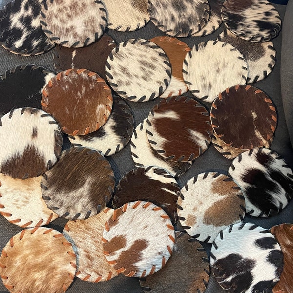 100% Real Brazilian Cowhide Leather Coasters - Etsy