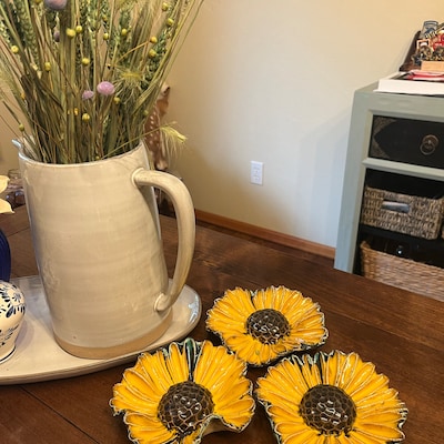 Ceramic Sunflower Summer & Fall Flower Decor for Garden Stakes and ...