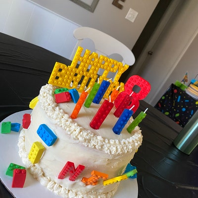 Fondant Building Brick Blocks Cupcake Cake Topper Red Blue Green Yellow ...