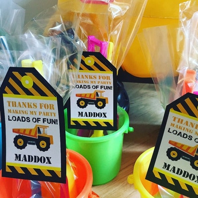 Construction Party Favor Tags Dump Truck Builder Favor Tag Construction ...